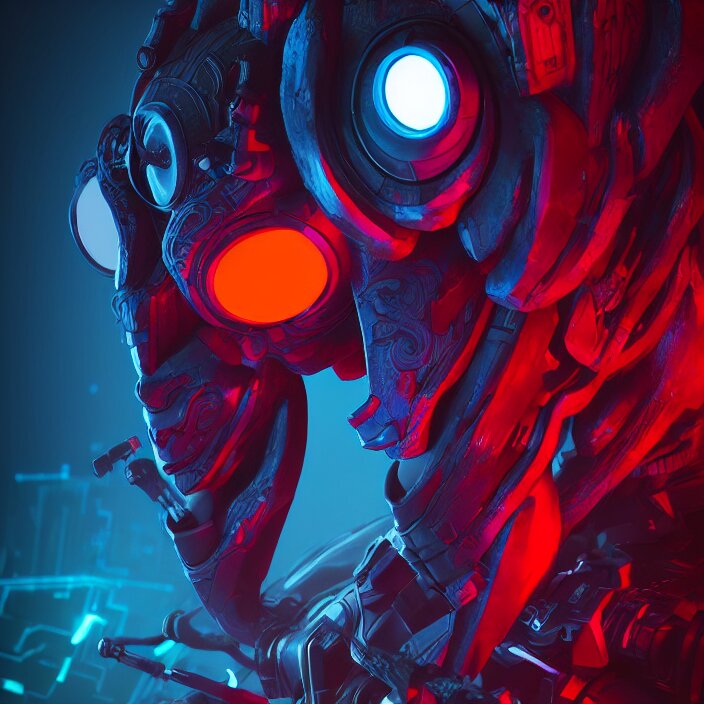 Lexica – Cyber punk, oni mask, 3 d render beeple, portrait, japanese ...