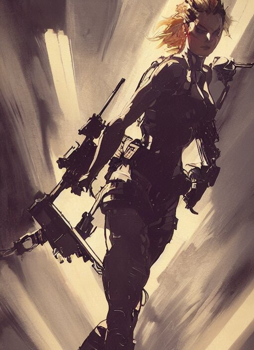 Lexica - Margot Robbie wearing metal gear armor holding gun dramatic ...