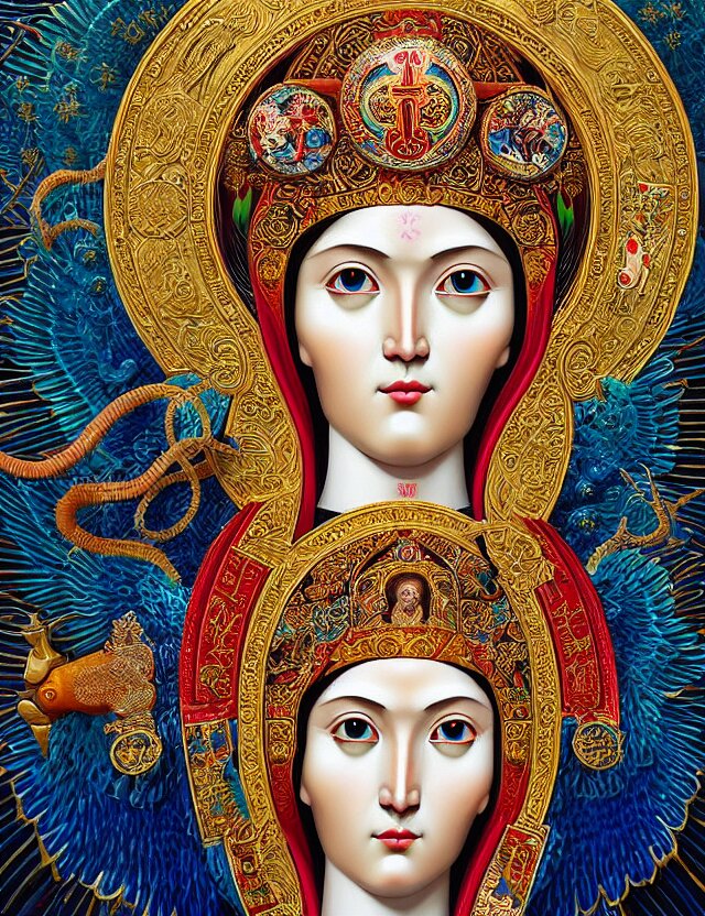 Lexica - 3 d goddess close - up profile portrait russian orthodox icon ...