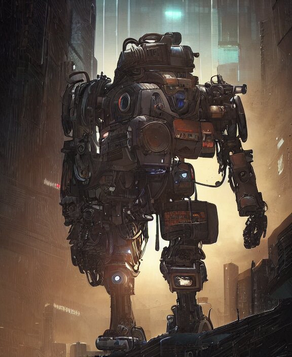 cyberpunk pathfinder robot from apex legends, portrait by james ...