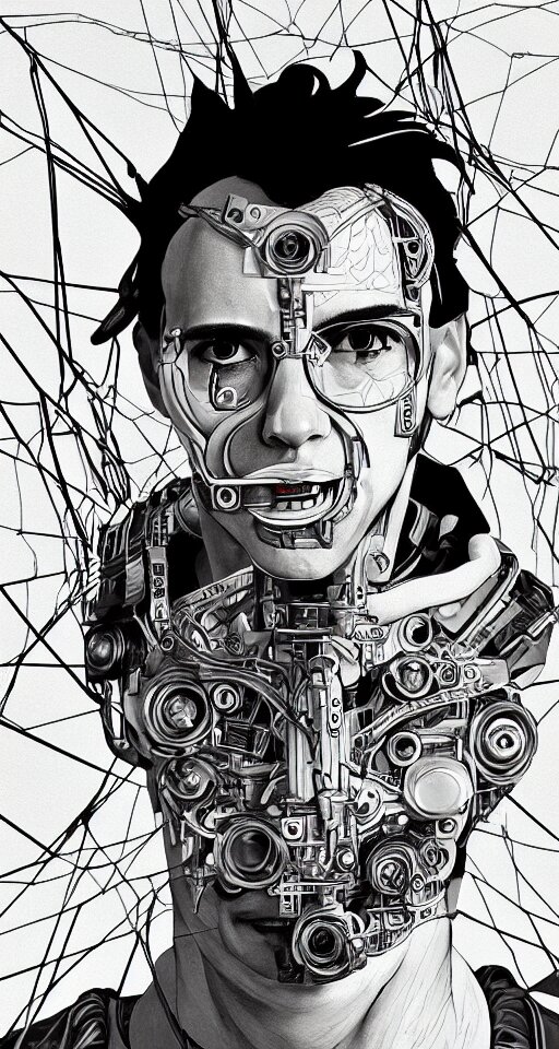Lexica - A portrait photo of a latino mad scientist male with cyborg ...