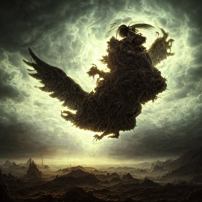 Lexica - Postapo post apocalyptic matrix code demon light portal clouds ...