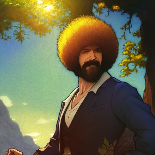 Lexica - A portrait of a Bob Ross , fantasy, David production, anime ...