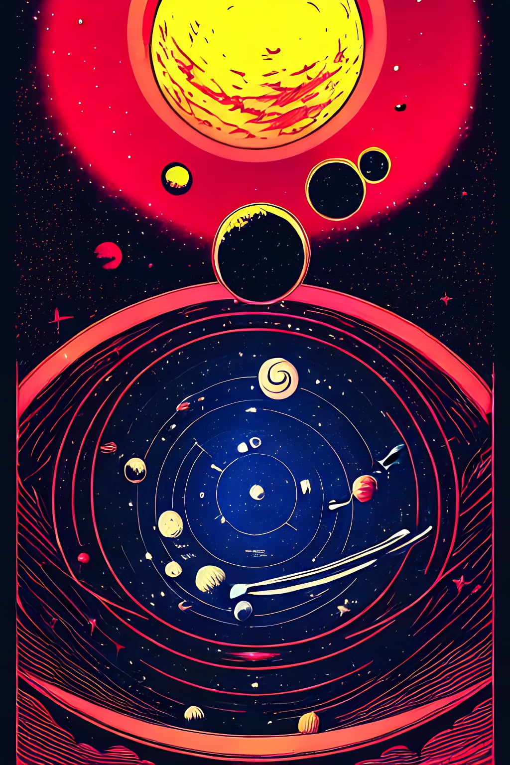 Lexica - A majestic alchemist night sky with planets a nd galaxies, two ...