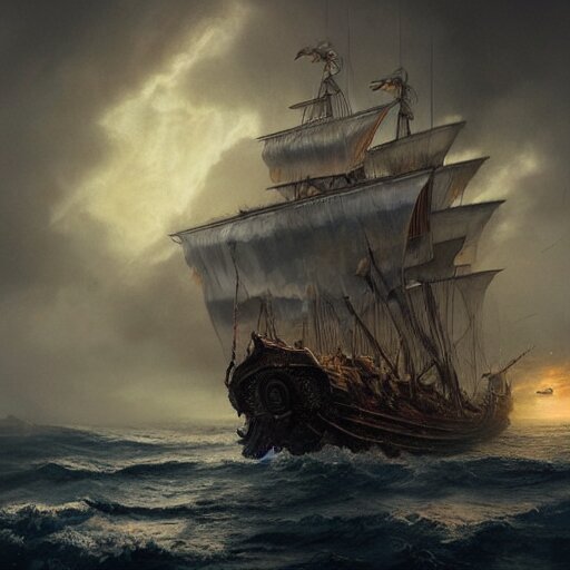 Lexica - A pirate ship in the middle of the sea during a storm, fantasy ...