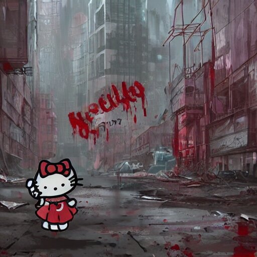 Lexica - Hello kitty drenched in blood in a post - apocalyptic ...