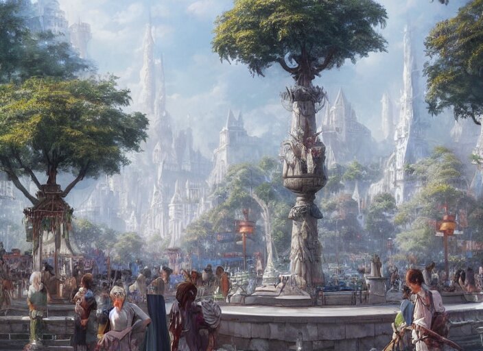 Lexica - A bustling trading port and market near the ocean in a ...