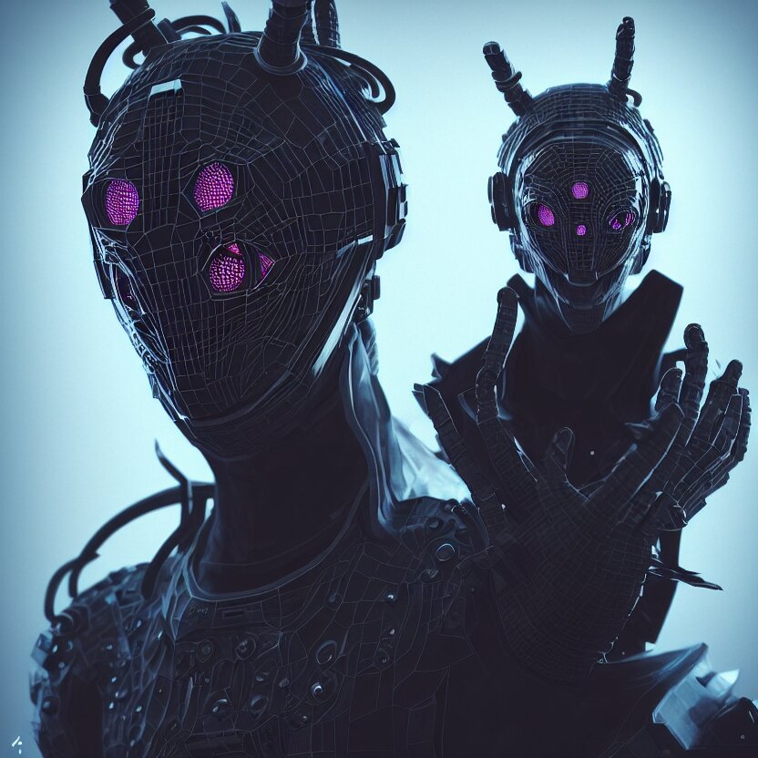 Lexica - Cyber punk, oni mask, 3 d render beeple, compound eye of ...