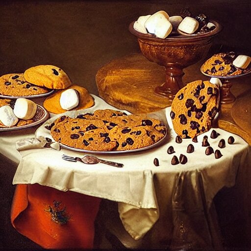 opulent banquet of plates of freshly baked chocolate chip cookie ...