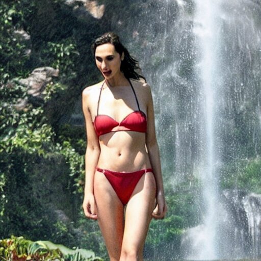 Lexica - Gal gadot in a bikini under a waterfall, wet hair