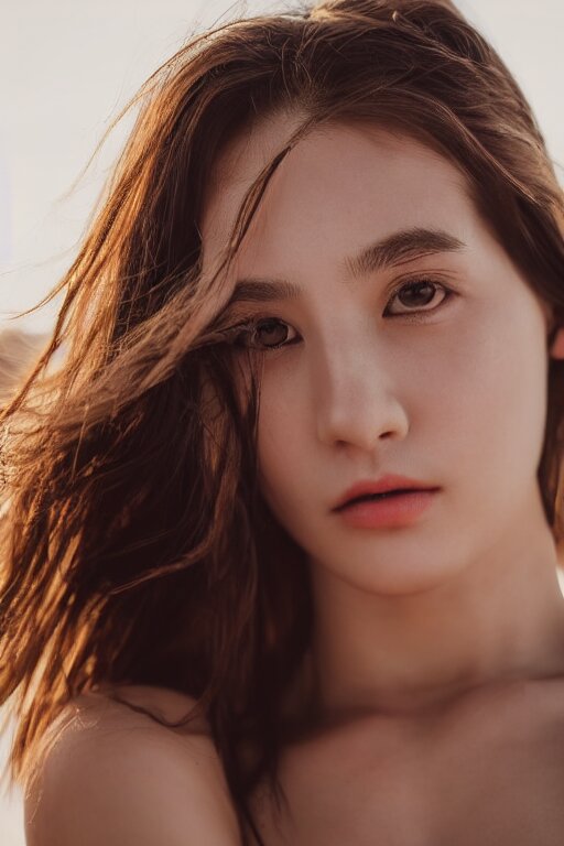 Lexica - 2 4 year old female model, wearing white v - neck top ...