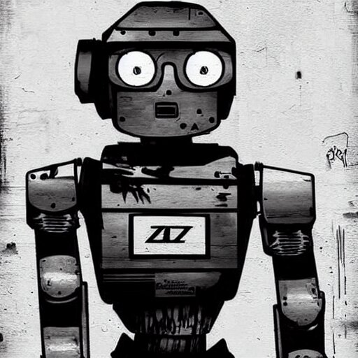 Lexica - Chappie robot color graffiti, black and white zef design ...
