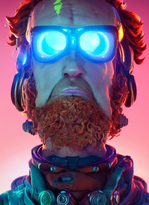Lexica - Glowwave portrait of curly orange haired mad scientist man ...