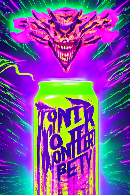 Lexica - Monster energy brink, vivid colours, vaporwave lighting ...