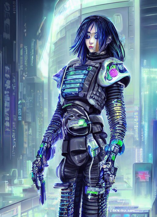 Lexica - Stunning futuristic superb cyberpunk young female Samurai ...