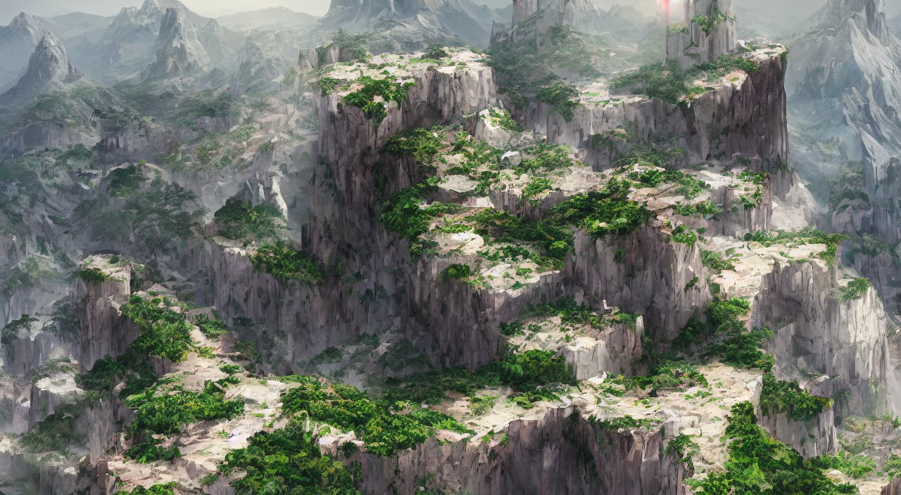 Lexica - giant clear place big white cliff edge megastructure the wall ...