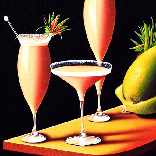 Lexica - A daiquiri cocktail on a table, surreal, art by peter lloyd, 1 ...