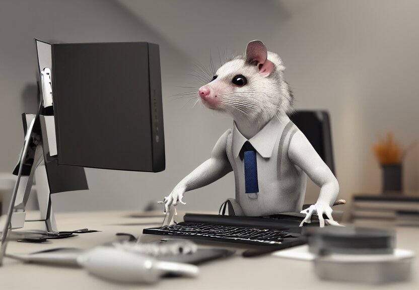 Lexica - possum dressed as an office worker, working on a desktop ...