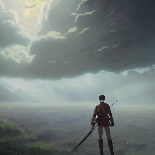 Lexica - A key shot of Attack On Titan animation at mid-day, medium ...