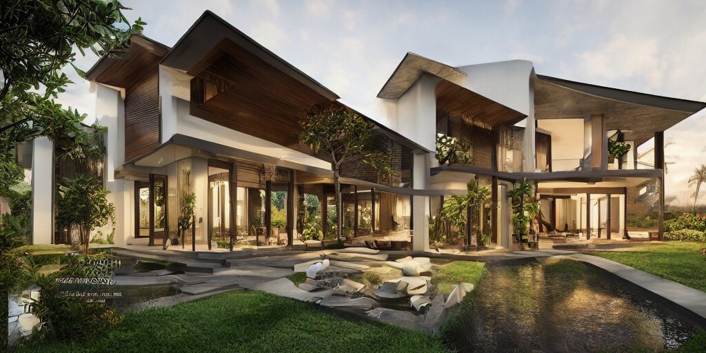 3d rendering of beautiful nature meets architecture concept of ...