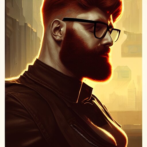 Lexica - Portrait of a ginger bearded man with glasses, sci - fi ...
