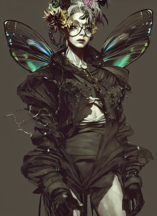 Lexica - Portrait of an anthropomorphic butterfly in silk ornate robe ...