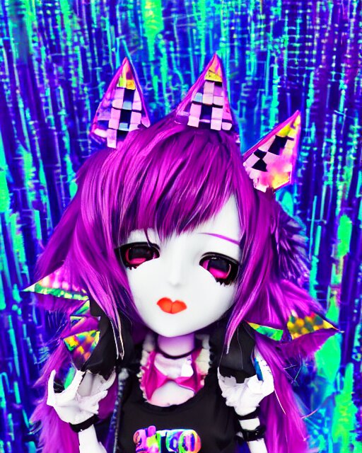 Lexica - Emo jester moe anime girl figurine, in neo tokyo hong kong ...