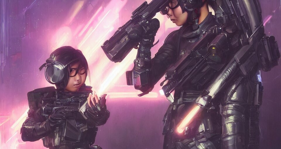 Lexica - Young female japanese sniper holding a railgun sniper rifle ...