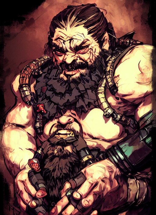 Lexica - Portrait of a crazy dwarf with poison flasks. in style of yoji ...