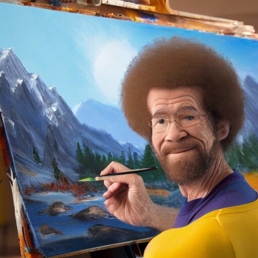 Lexica - A closeup photorealistic photograph of bob ross working on a ...