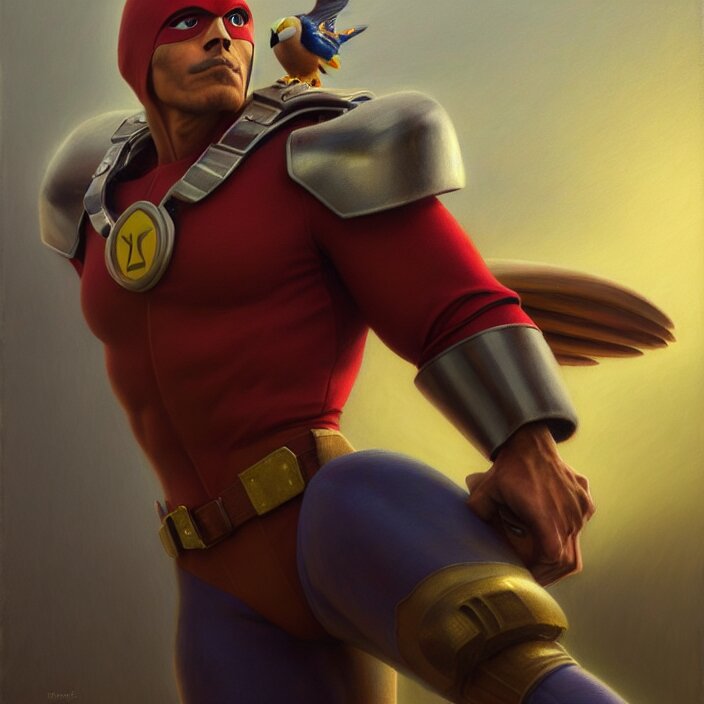 Lexica - Cinematic portrait, captin falcon from smash bros, head and ...