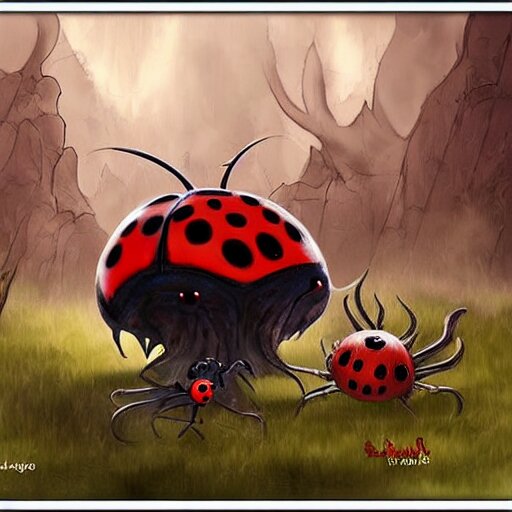 Lexica - Ladybug as a monster boss, fantasy art style, scary atmosphere ...