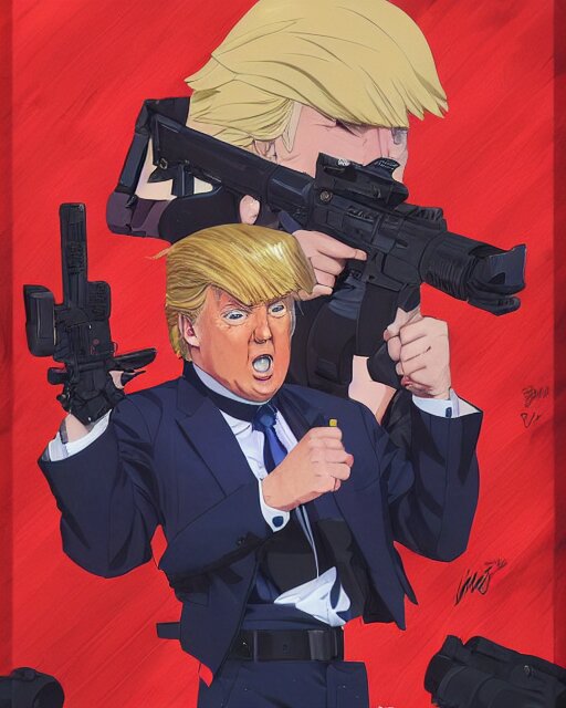 Lexica - Donald trump wearing tactical gear, very anime, fine - face ...