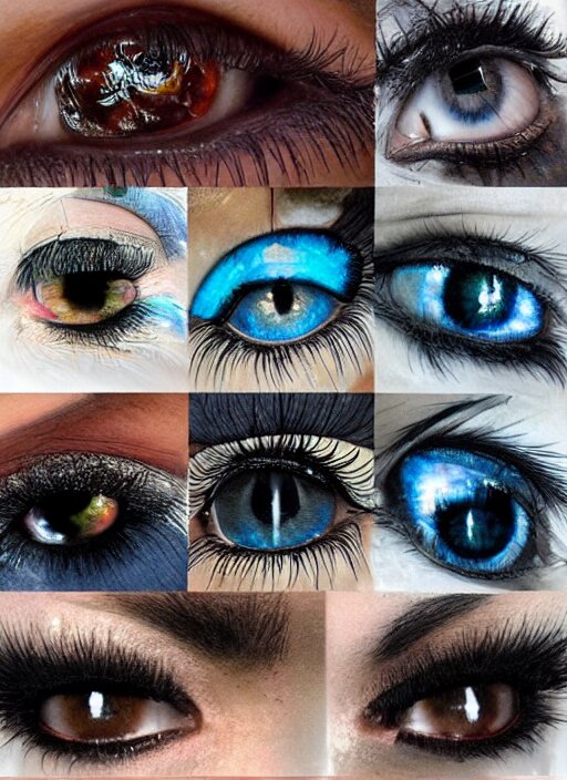 Lexica - Grid montage of cube shaped eyes cubes, square shaped black ...