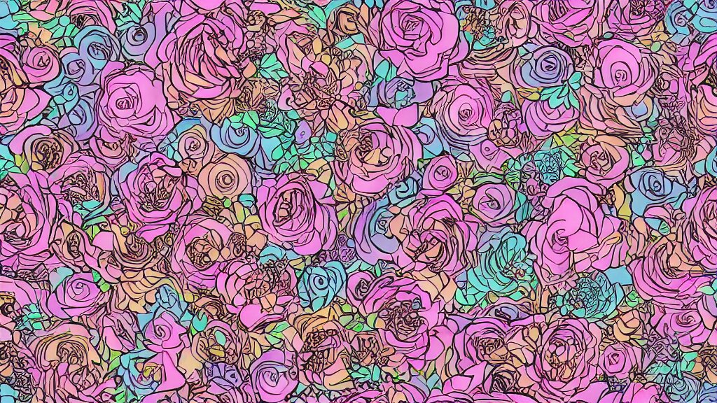 Lexica - A seamless gigantic flower demon pattern, horror, pastel ...