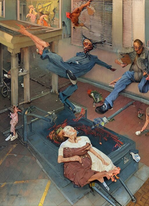 Lexica - Realistic detailed image of an old dead couple on a playground ...