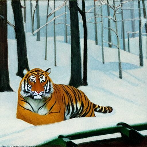 Lexica - Tiger in snow by Edward hopper