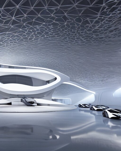 Lexica - Futuristic large exhibition hall designed by Zaha Hadid with ...