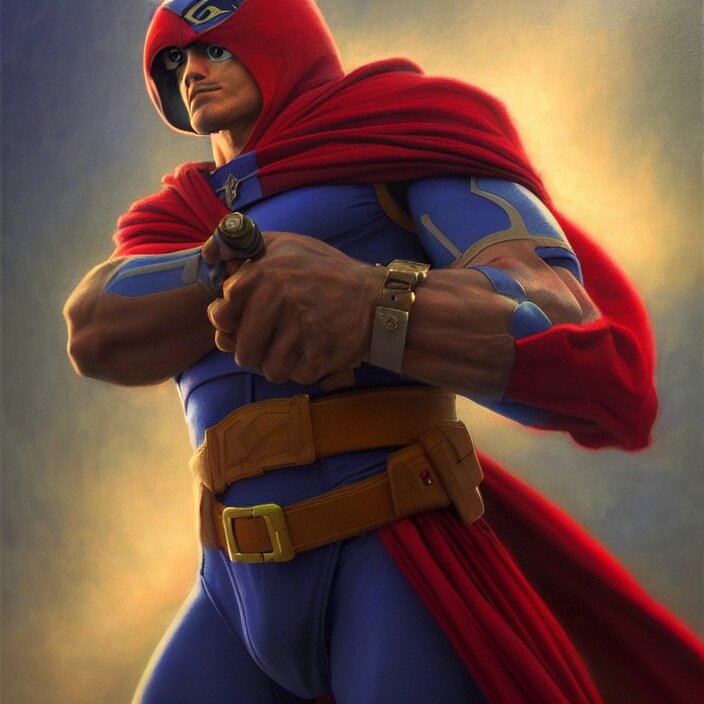 Lexica - Cinematic portrait, captin falcon from smash bros, head and ...