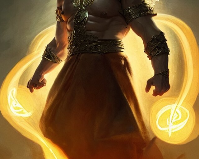 Lexica - Handsome tattooed gym bro cleric radiant explosion magic spell ...