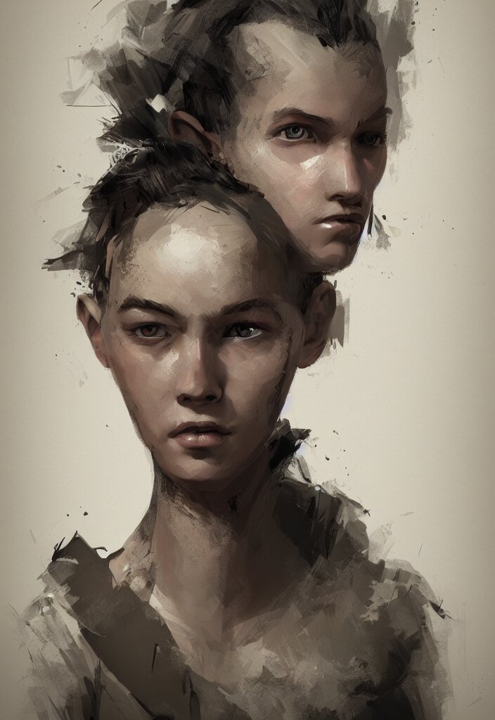 Lexica - Stylized portrait of a young and strong girl by Dave McKean ...