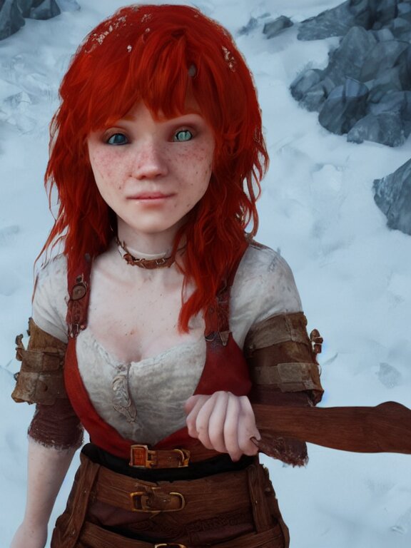 Lexica - Portrait art of red - haired halfling bard 2 1 year old ...