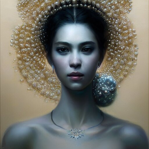 Lexica - A beautiful portrait of a pearl goddess with glittering skin ...