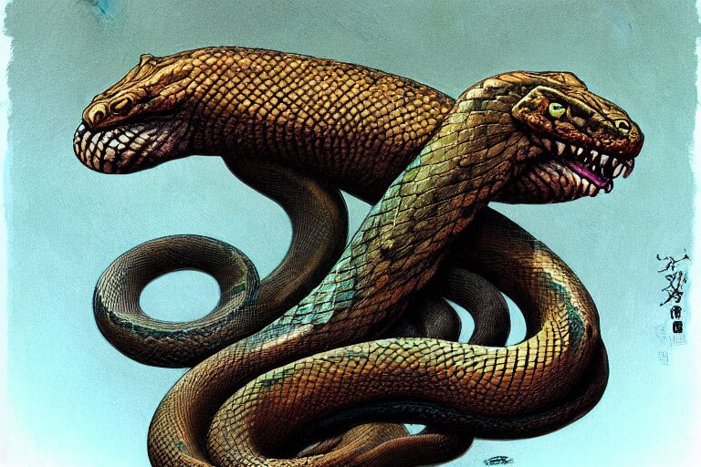 Lexica - Painting of hybrid, snake!!! and ( ( ( ( cat ) ) ) ) fused ...