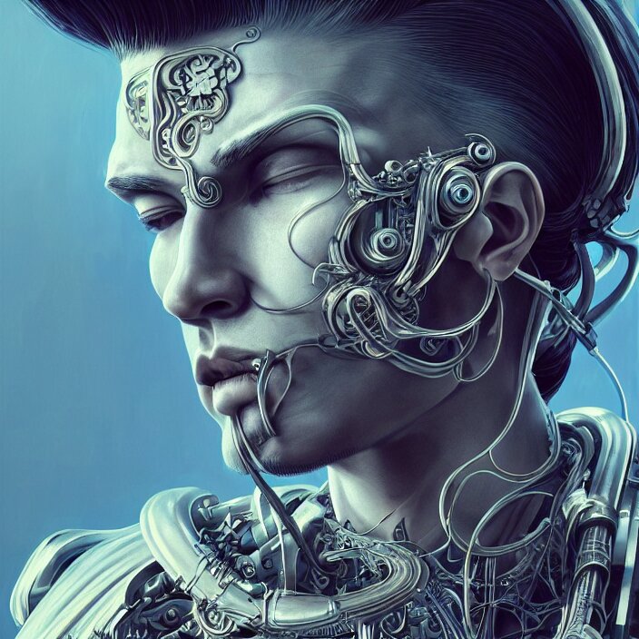 Lexica - Ultra realistic illustration of a retro futuristic male cyborg ...