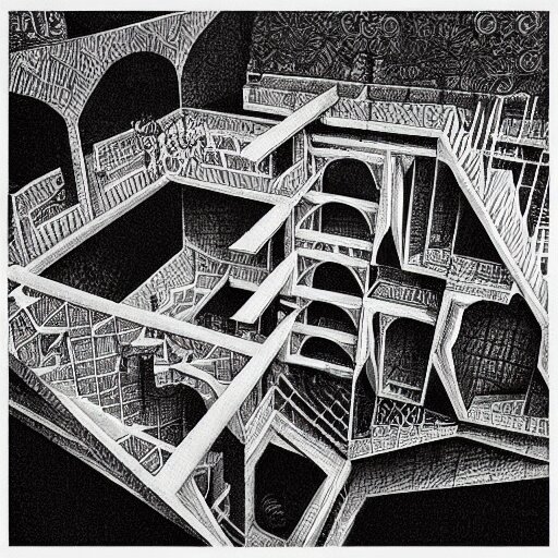 Lexica - “the hanging gardens of Babylon mixed with an m. C. Escher sketch”