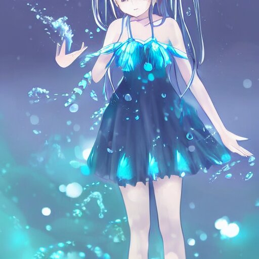 advanced digital art a very cute anime girl wearing a dress made ...