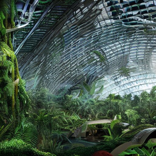 Lexica - Stunning indoor jungle inside epic high technology biodome ...