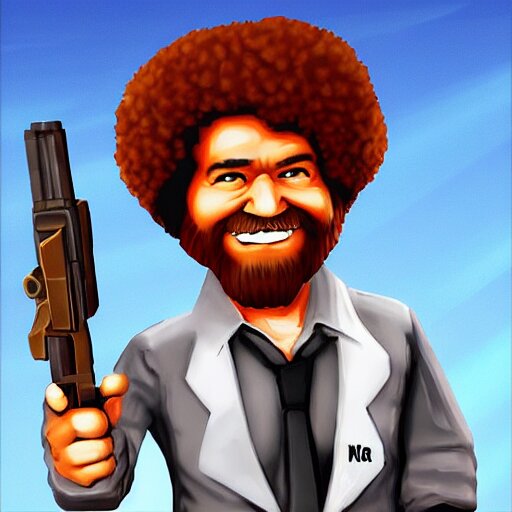 Lexica - Bob ross in the style of duke nukem, full body, holding ...