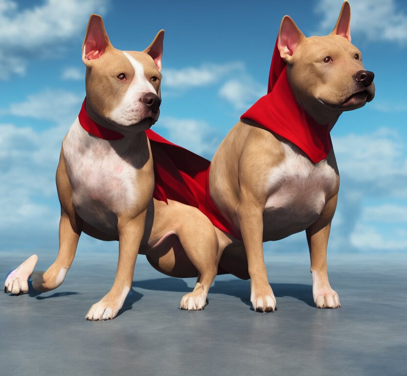 Lexica - Pitbull dog wearing superman suit, hyperrealistic, 8 k ...